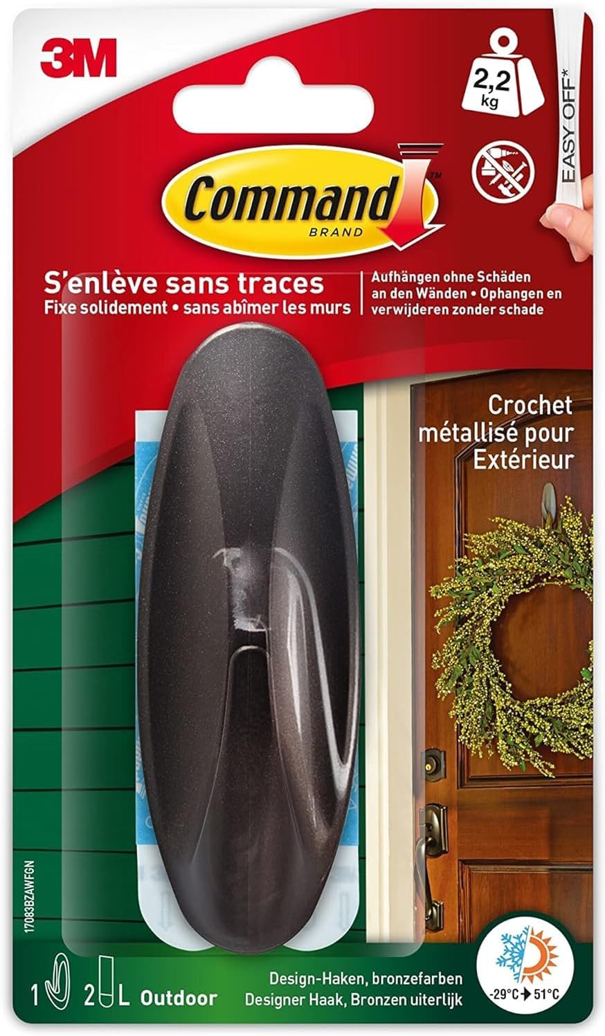 Command Grand Crochet Métallique Bronze, 1 Grand Crochet 2 Languettes ...