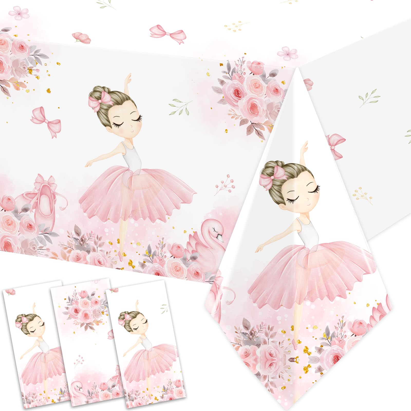 Amazon.com: Pink Ballerina Tablecloths 3 Pieces Ballerina Birthday ...