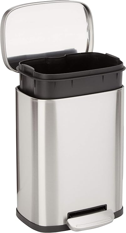 Amazon.com: Amazon Basics Smudge Resistant Small Rectangular Trash Can ...