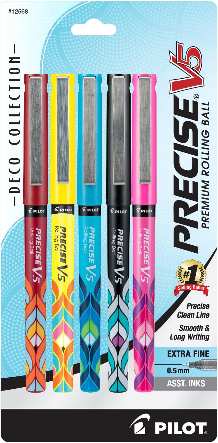 Amazon.com : Pilot Precise V5 Deco Premium Rolling Ball Pen Extra Fine ...