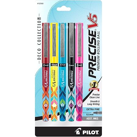 Amazon.com : Pilot Precise V5 Deco Premium Rolling Ball Pen Extra Fine ...