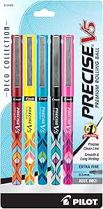 Amazon.com : Pilot Precise V5 Deco Premium Rolling Ball Pen Extra Fine ...