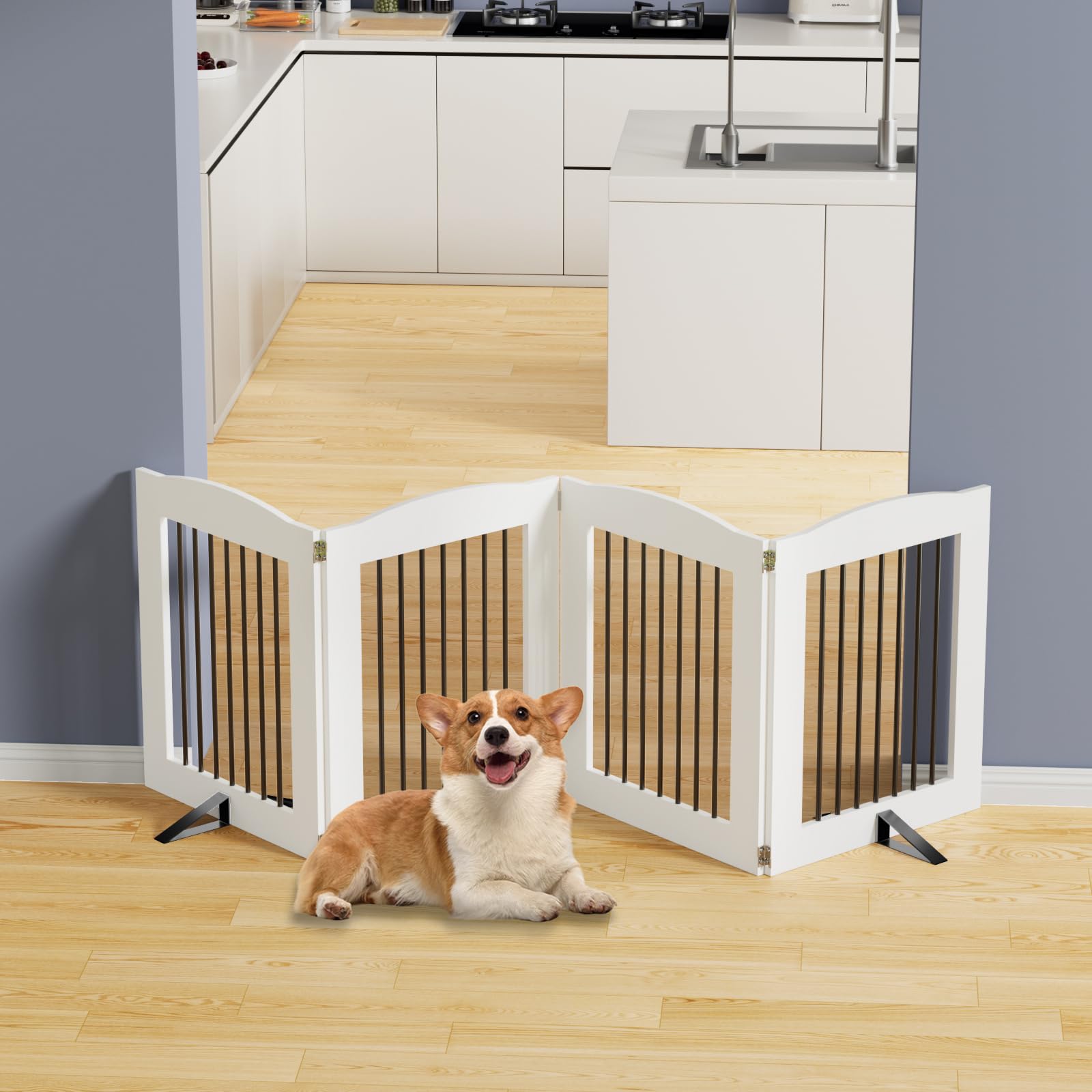 Snapklik.com : Freestanding Dog Gates,Foldable Dog Fence Indoor Puppy ...