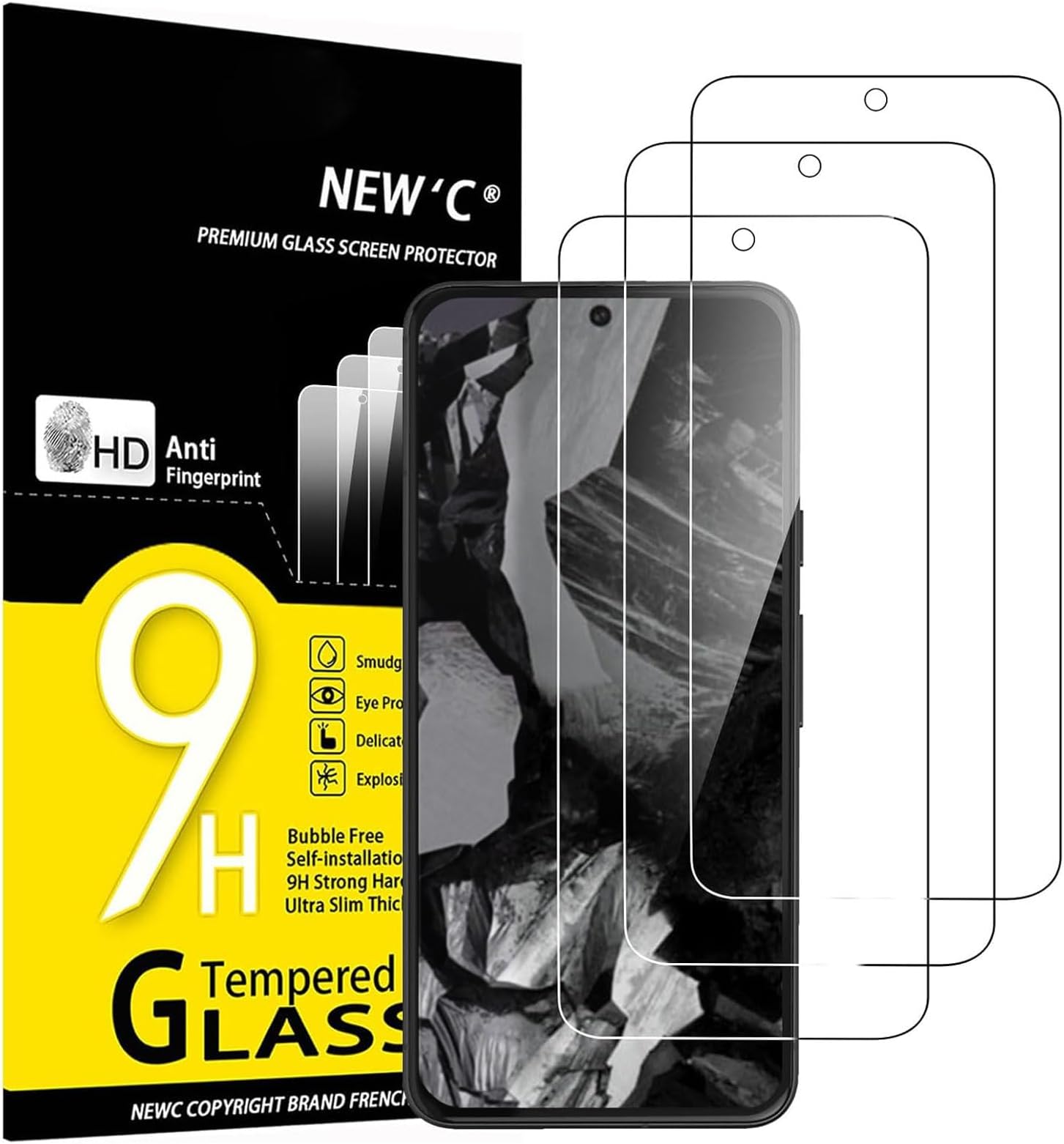 NEW'C 3 Pack Designed for Google Pixel 8A Screen Protector Tempered ...