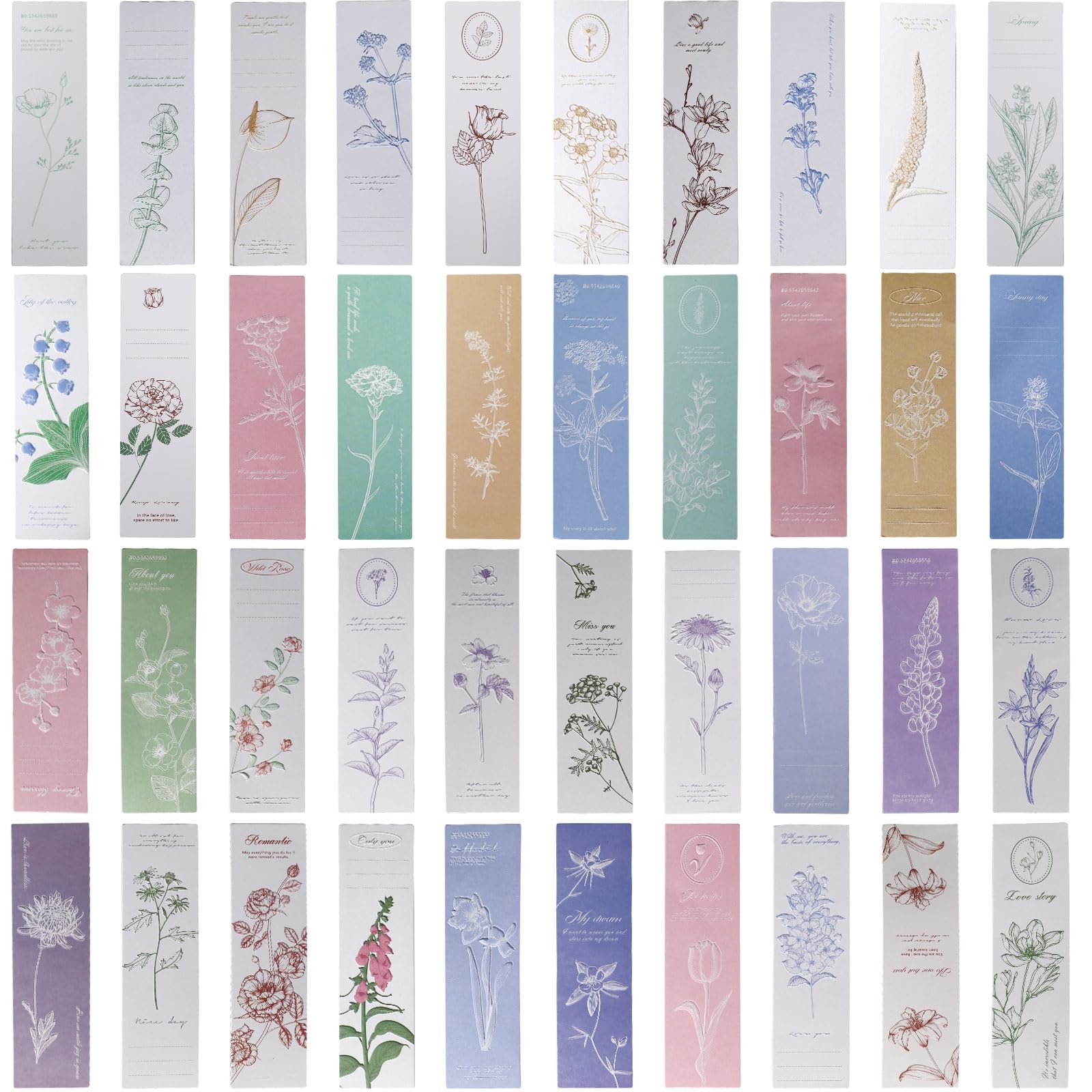 LELE LIFE 40Pcs Protruding Bas-Relief Paper Bookmarks, Natural ...