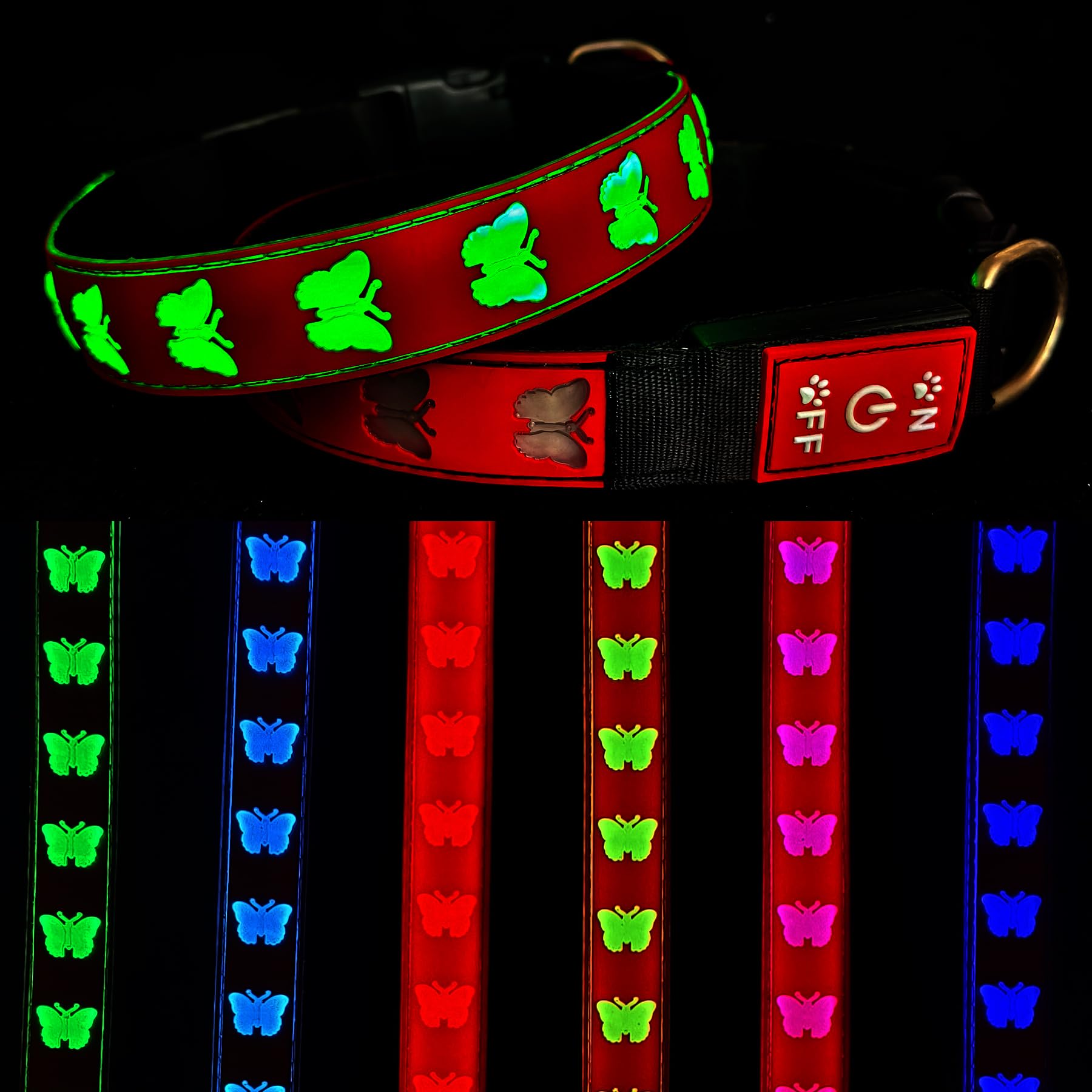 USB-C led Light up Dog Collar, 3D Design Comfortable and Soft Material ...