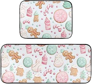 Amazon.com: Emelivor Pink Green Christmas Cookie Gingerbread Kitchen ...