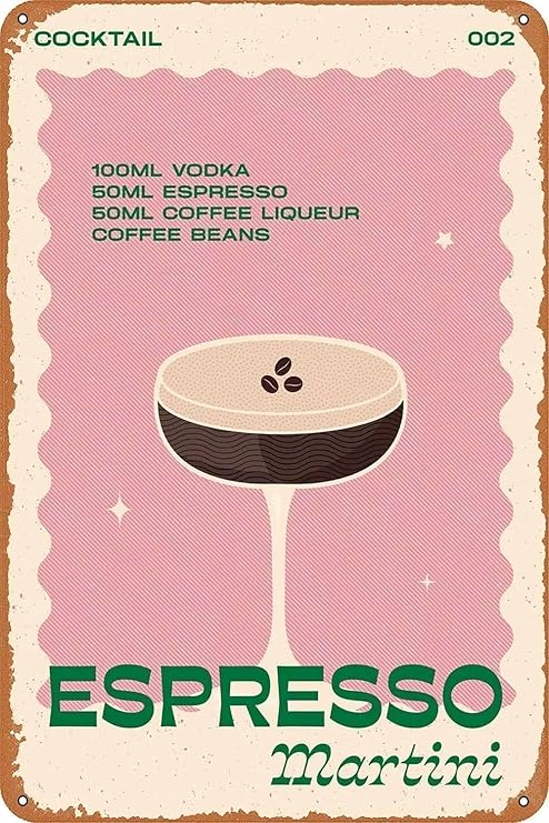 Amazon.com: Retro Cocktail Espresso Martini Metal Sign Wall Art Pub Bar ...