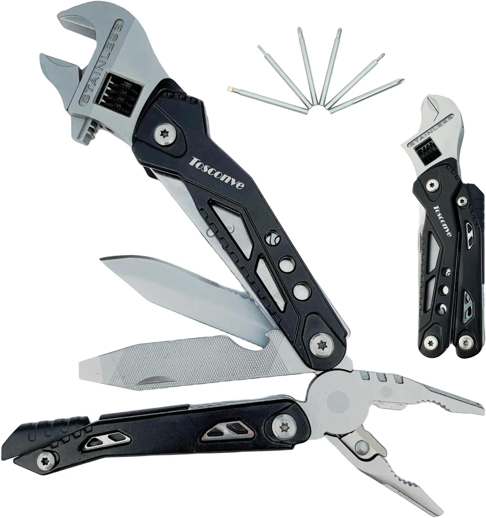 Tosconve Wrench Multitool, Premium Multi Tool Wrench Pliers Knife with ...