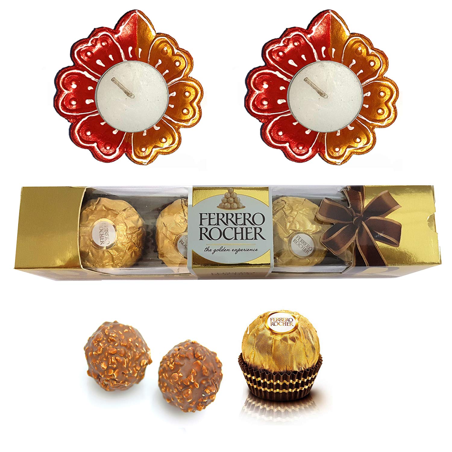Ferrero Rocher Diwali Gift Combo - 4 Pcs Gift Box Chocolates with 2 Pcs ...