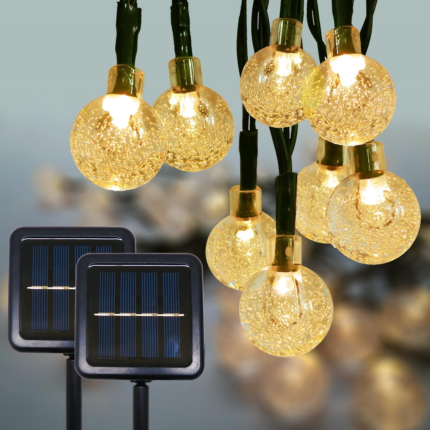 Solar String Lights Outdoor Waterproof 2 Pack 120 LED 72FT- Crystal ...