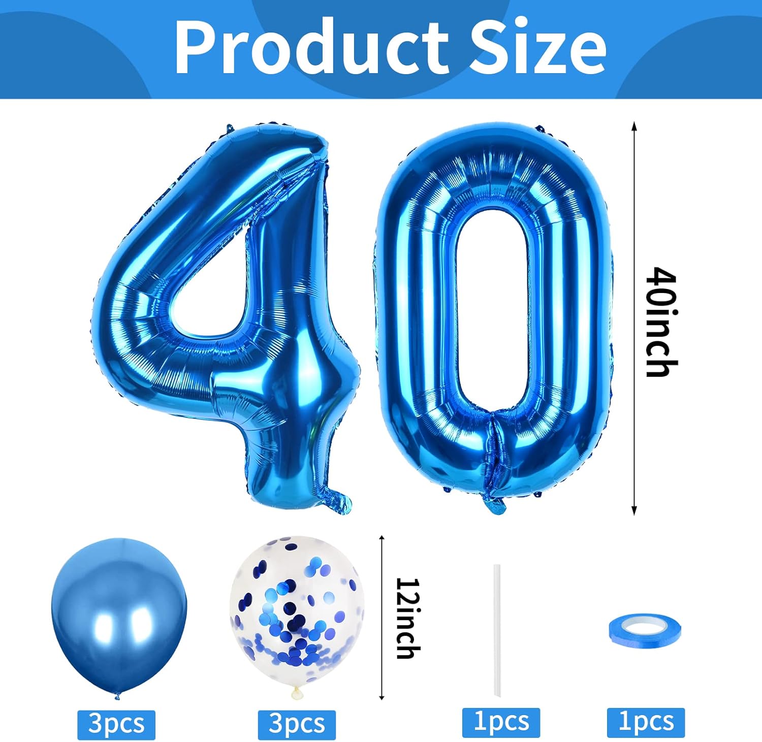 40 Inch Blue Large Numbers Balloons 40, Number 40 Birthday Balloons ...