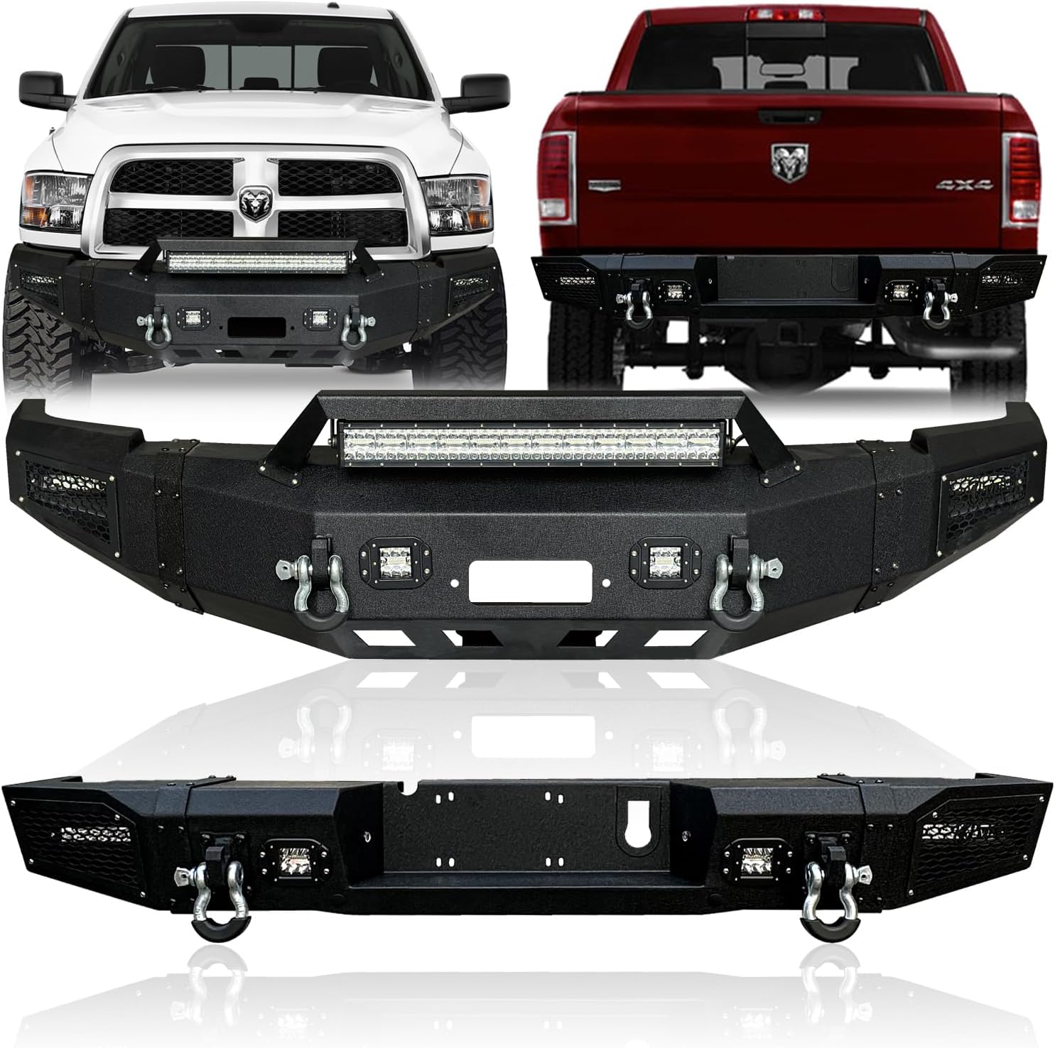Amazon.com: TIOYAR Front and Rear Bumper Black Texture Compatible with ...