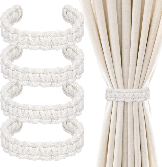 Amazon.com: Nfvjfxz 4pcs Braided Curtain Tiebacks Boho Curtain ...