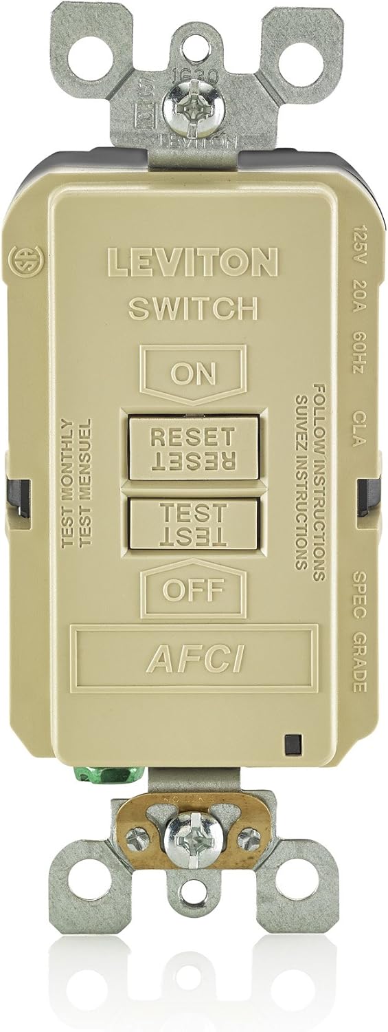 Leviton Blank Face AFCI, 20 Amp, Self Test, LED Indicator Light ...