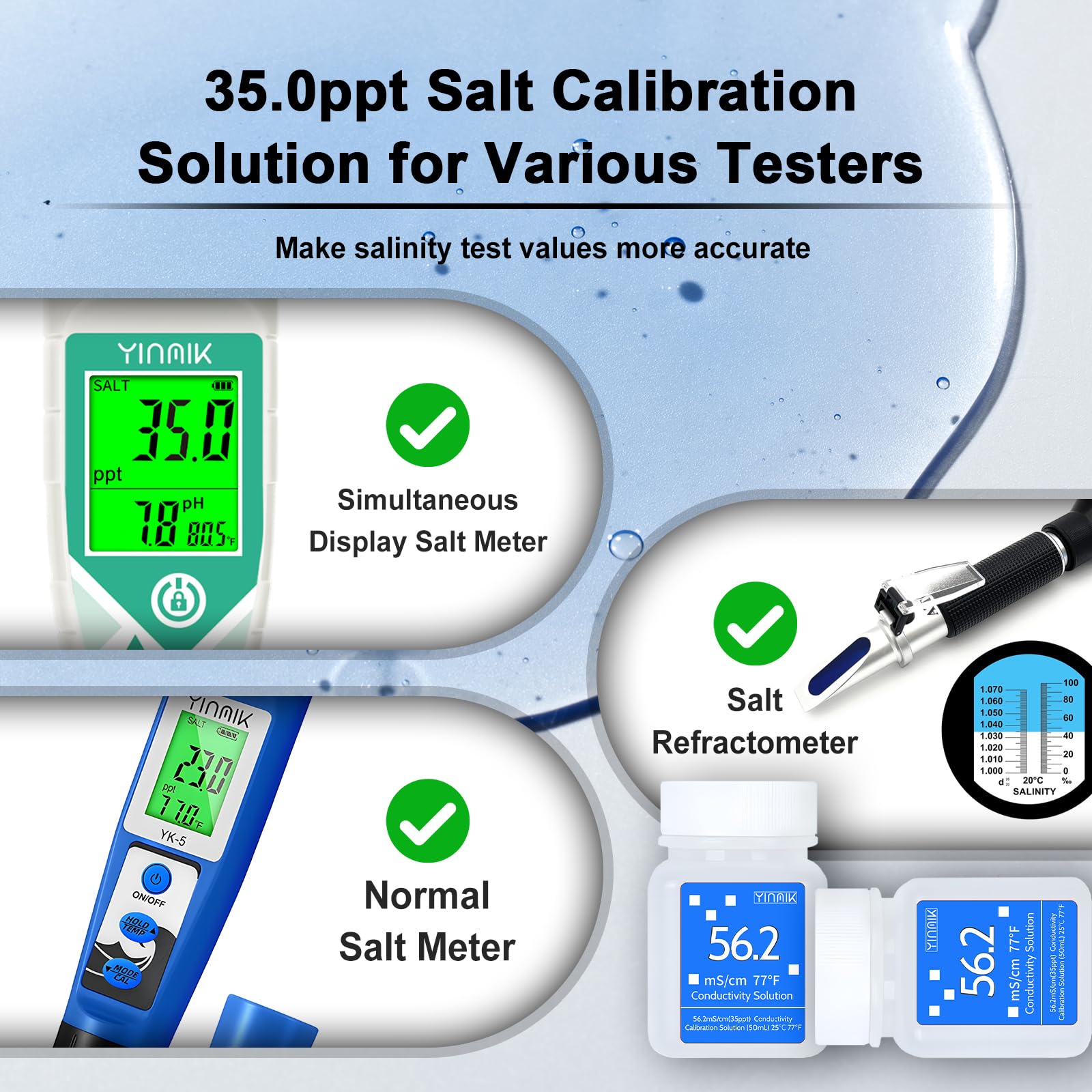 Snapklik.com : pH Buffer Solution, 562mS/cm Conductivity Solution, 35.0 PPT Salinity Calibration ...