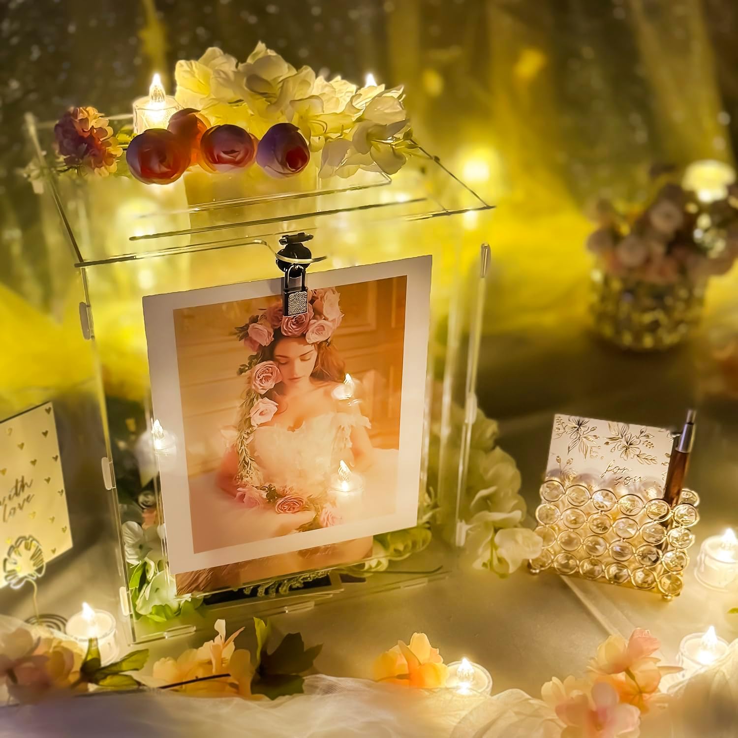 Amazon.com: Wedding Card Box with Slot and Lock for Reception,11*11*12 ...