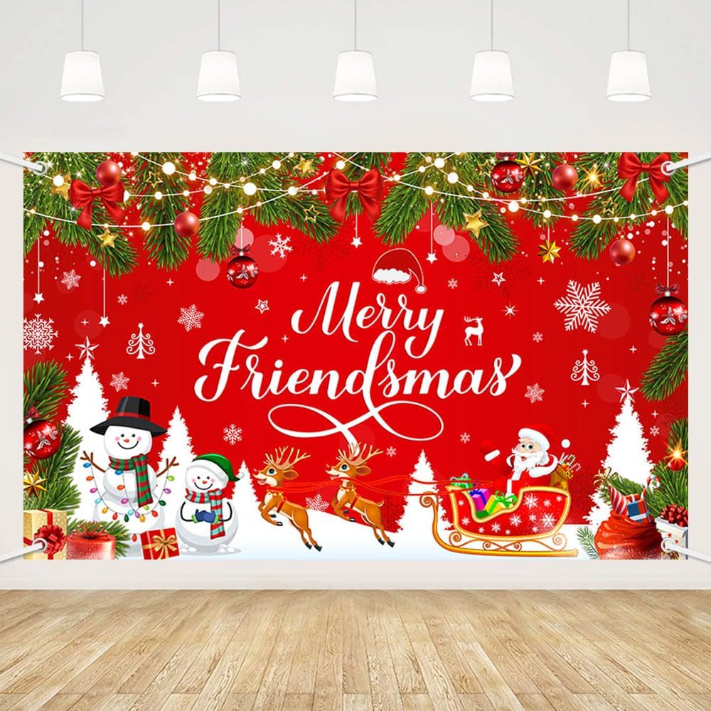 Amazon.com : Friendsmas Photo Backdrop Merry Friendsmas Banner ...