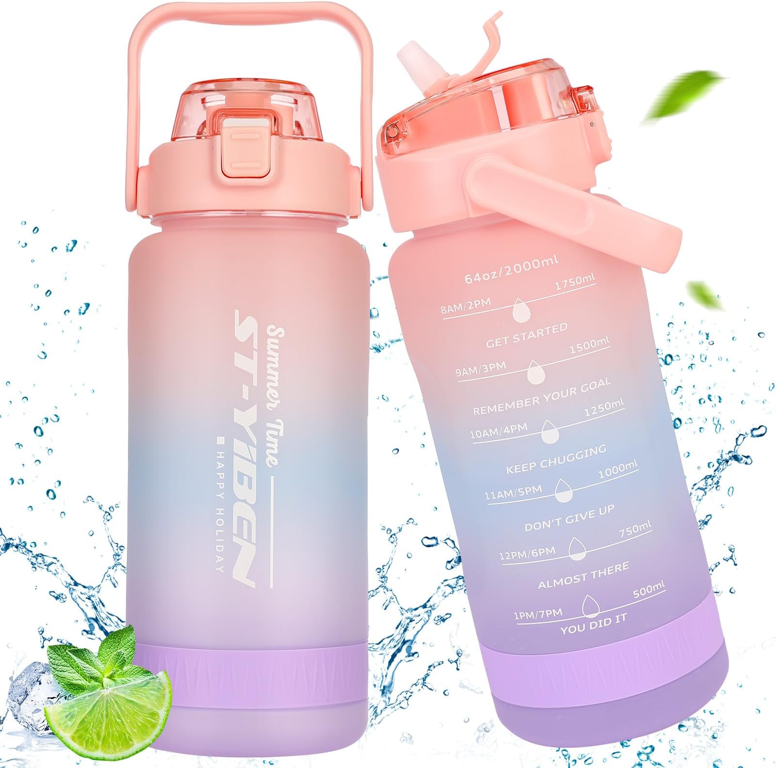 Gourde 2L - Bouteille d'eau avec paille [sans BPA] - Gourde Sport ...