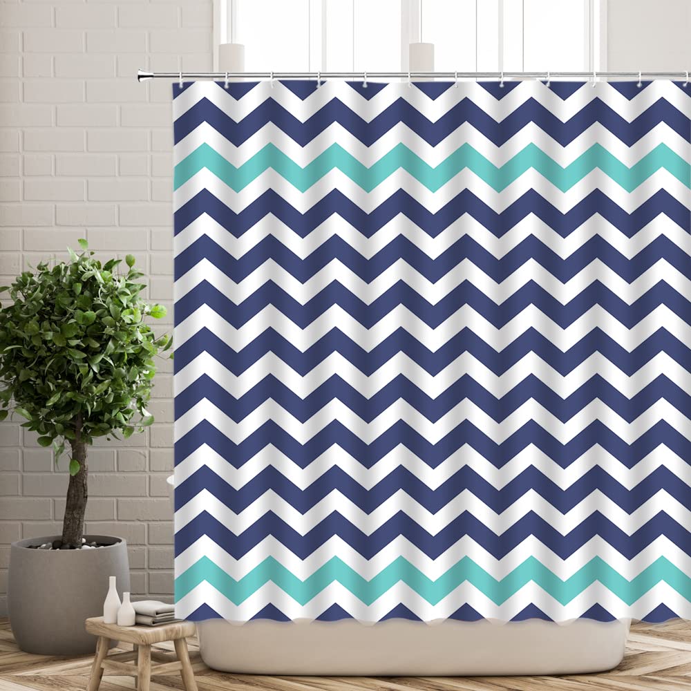 Teal Chevron Shower Curtains