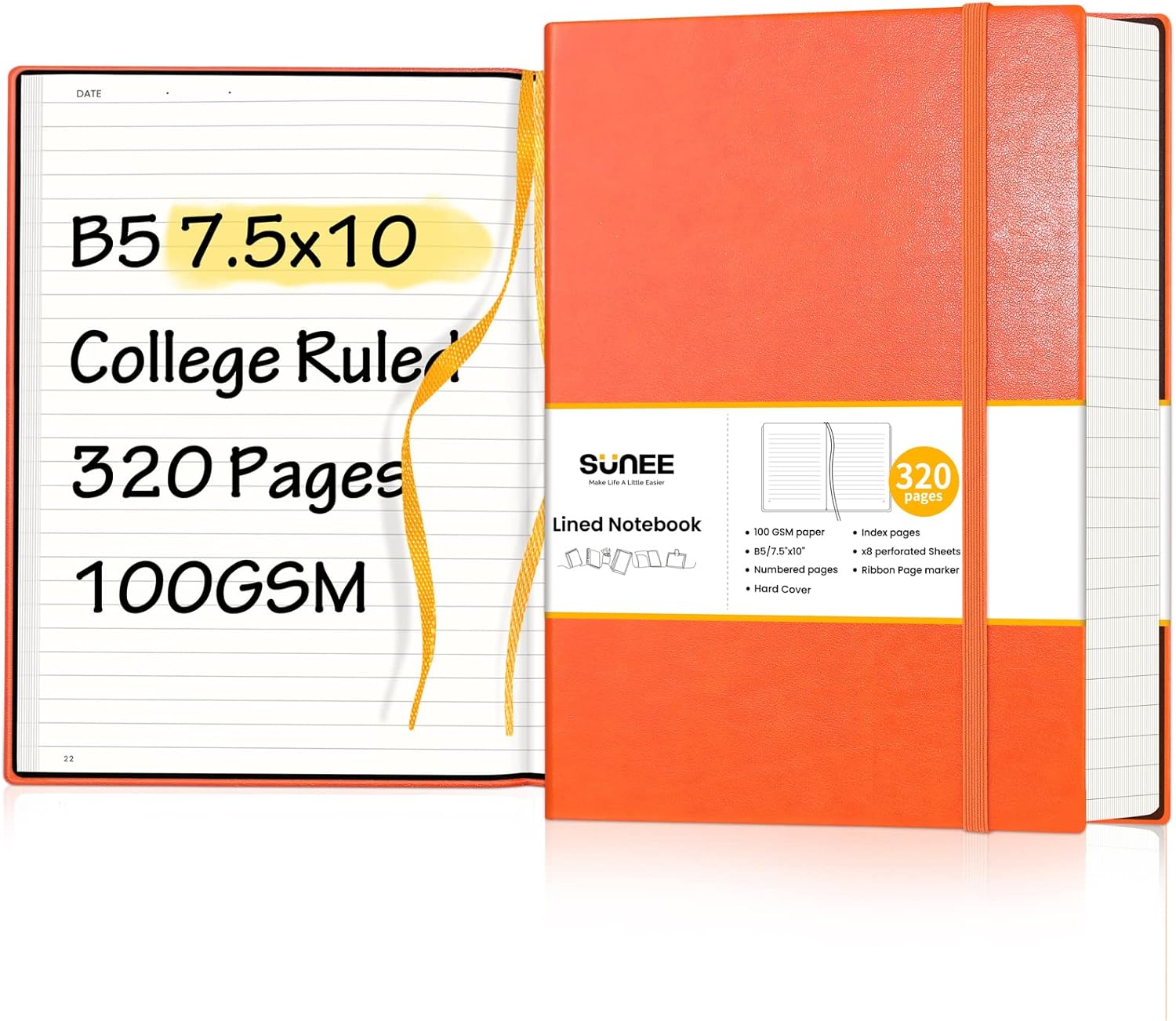 Amazon.com : SUNEE B5 College Ruled Lined Journal Notebook with 320 ...
