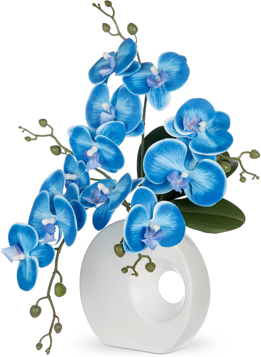 Amazon.com: Briful Artificial Orchid Flowers in Modern Ceramic Vase 15. ...