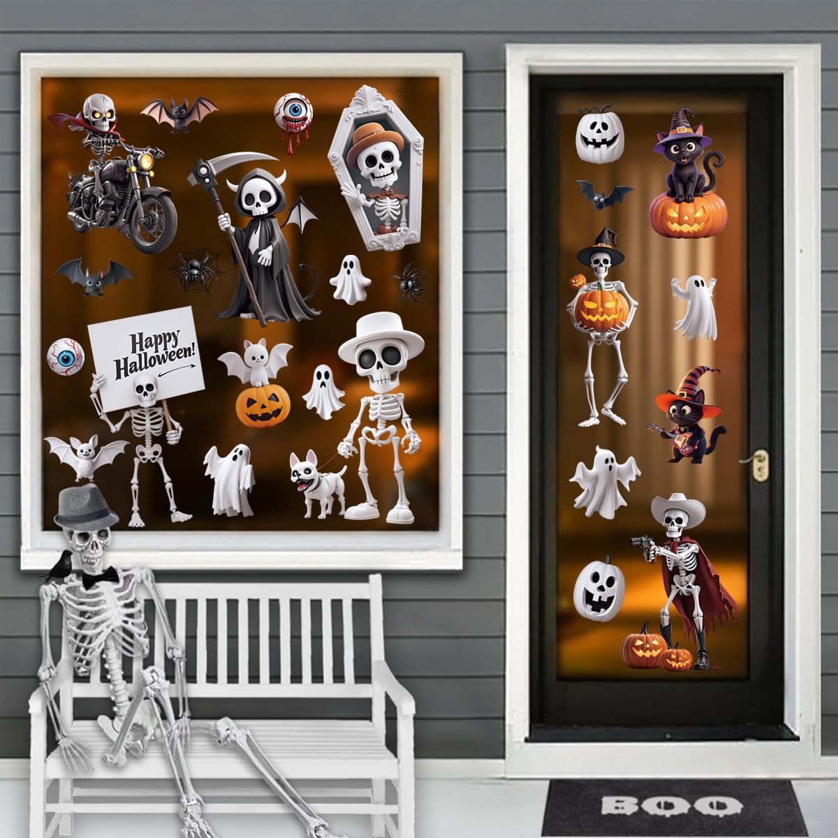 Amazon.com: Halloween Window Stickers 9 Sheets Clings Decals for Party ...