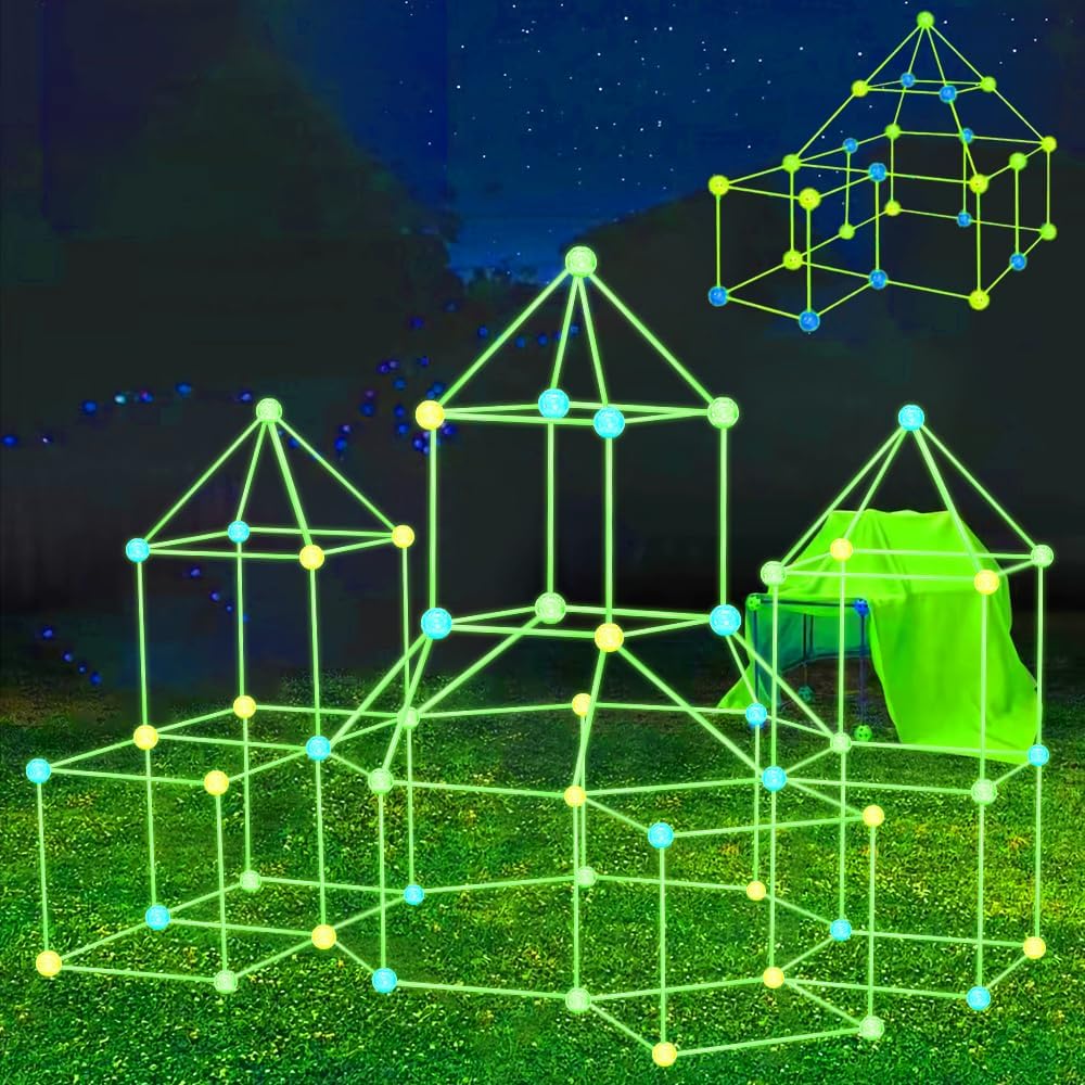 ANUEW 200Pcs Fort Building Kit, Glow in the Dark Den Making Kit For ...