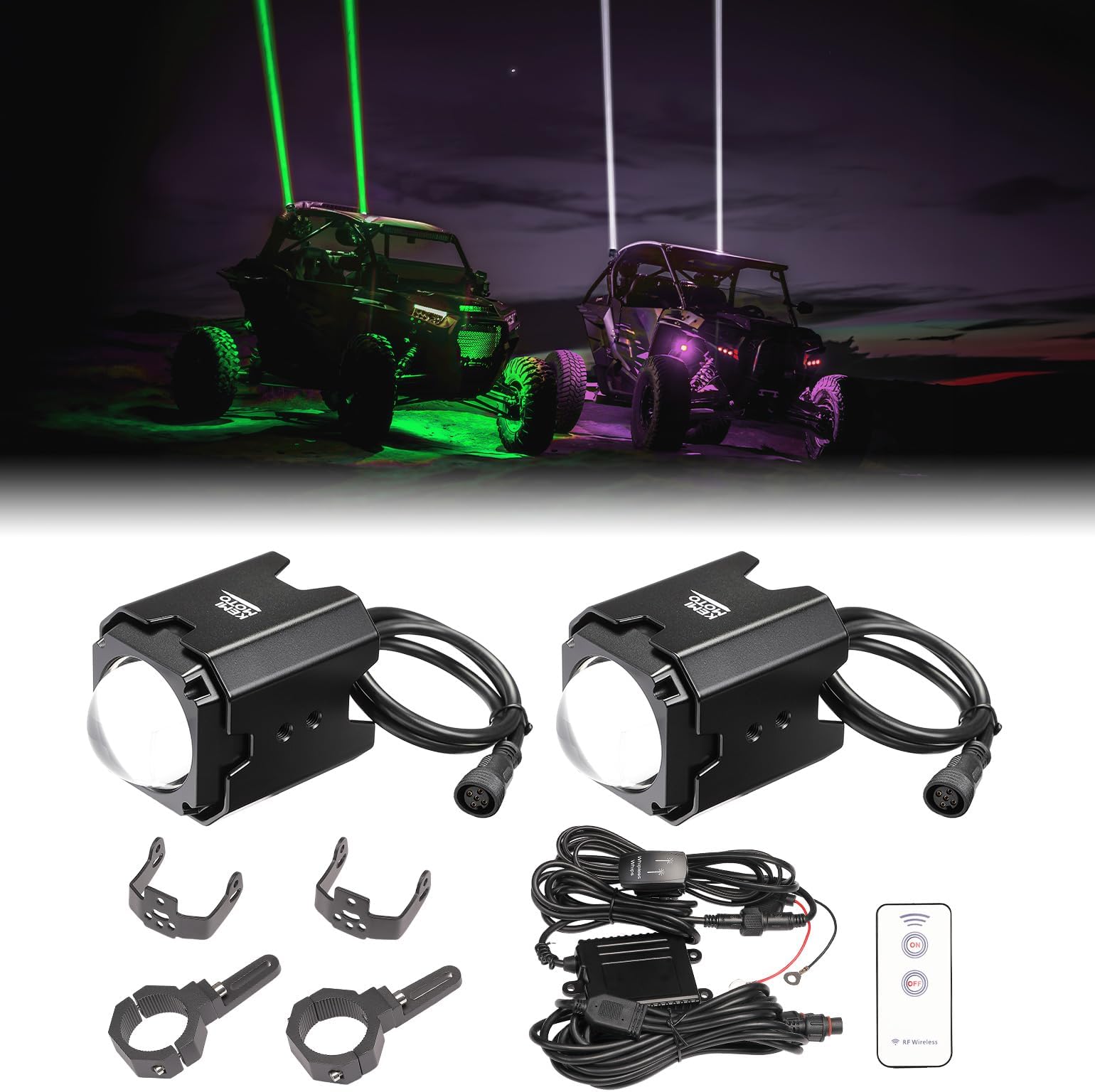 Amazon.com: KEMIMOTO Whip Lights for Side by Side w/ 1.5''-2'' Tube ...