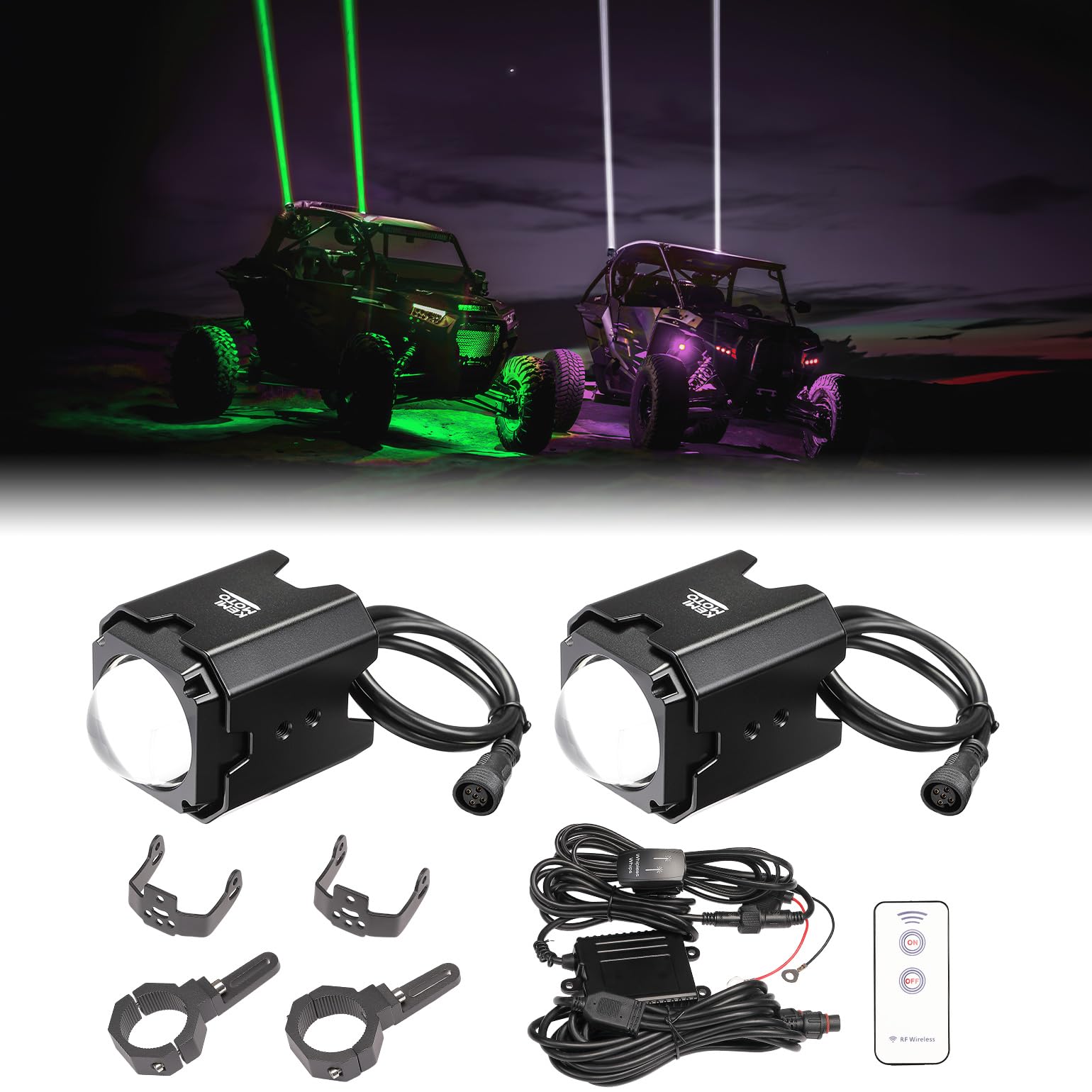 Amazon.com: KEMIMOTO Whip Lights for Side by Side w/ 1.5''-2'' Tube ...