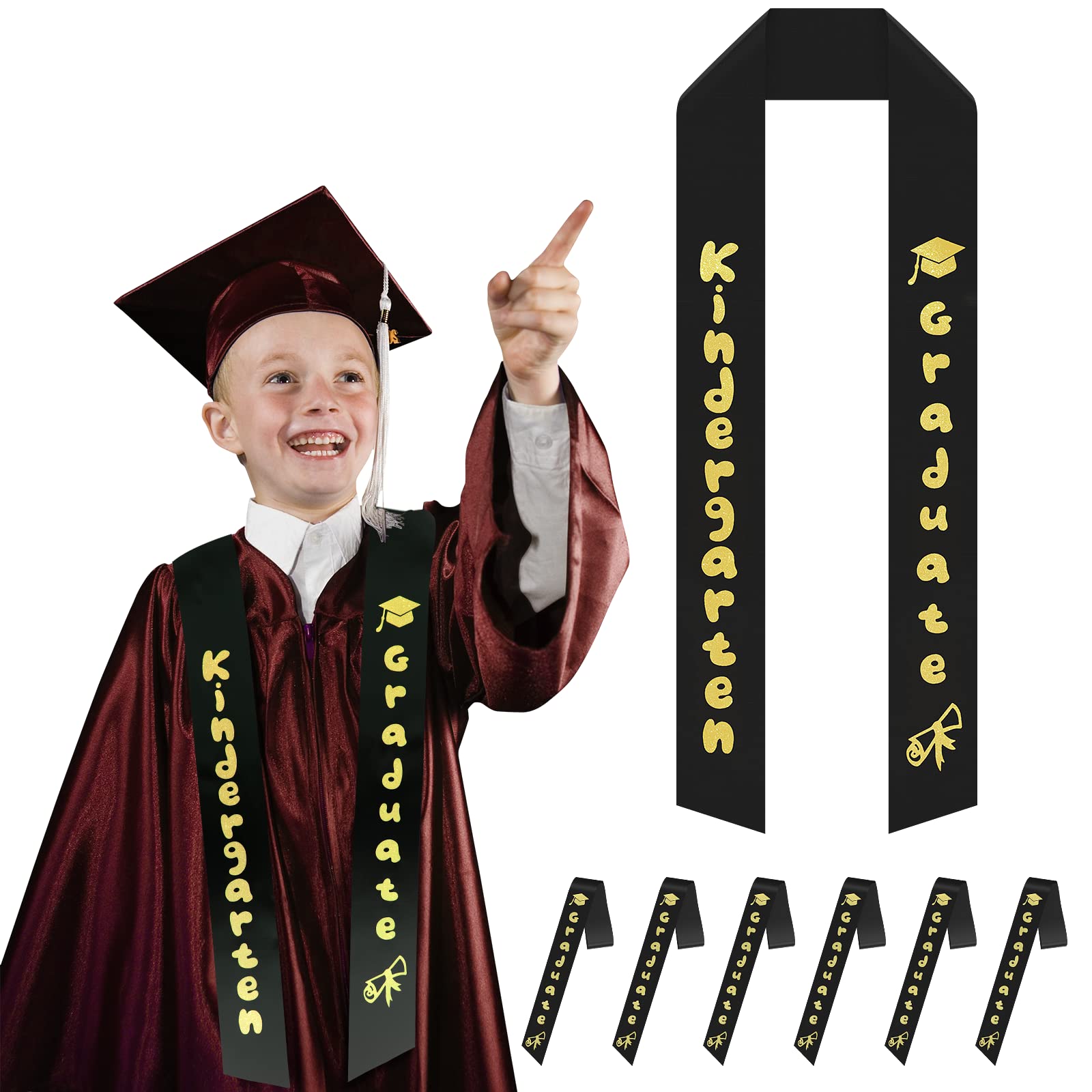 8 Pieces Kindergarten Graduation Sash Graduation Stole Satin Printed ...