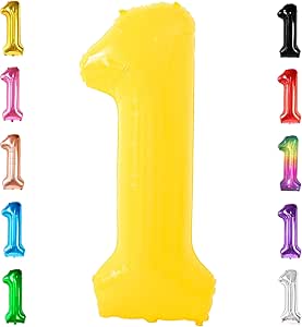 Amazon.com: KatchOn, Yellow 1 Balloon Number - 40 Inch, Helium ...