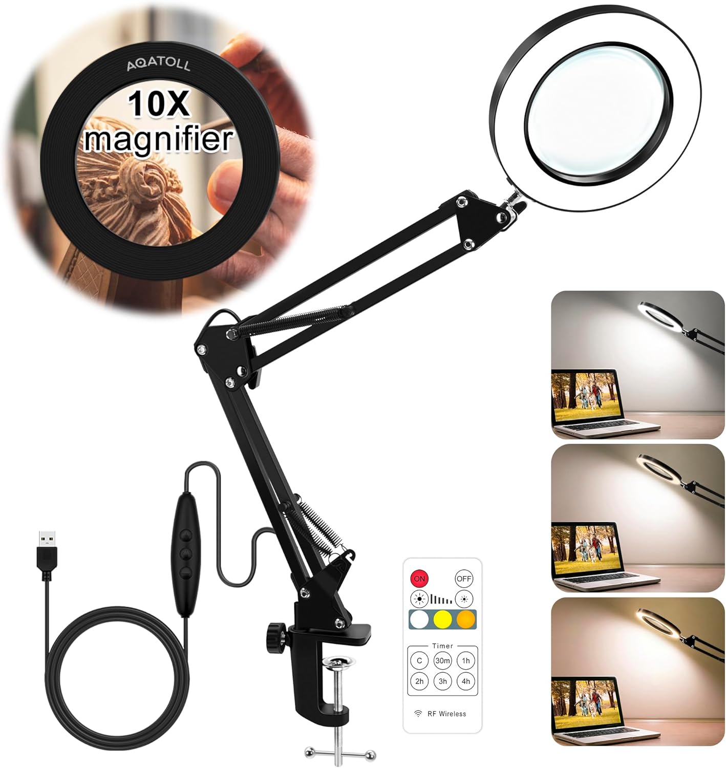 Amazon.com: 10X Magnifying Glass with Light and Stand, Remote Control ...
