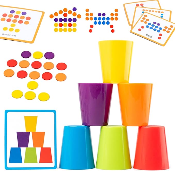 Amazon.com: Biottro 6PCS Stacking Cups Game, Color Sorting Toys with ...