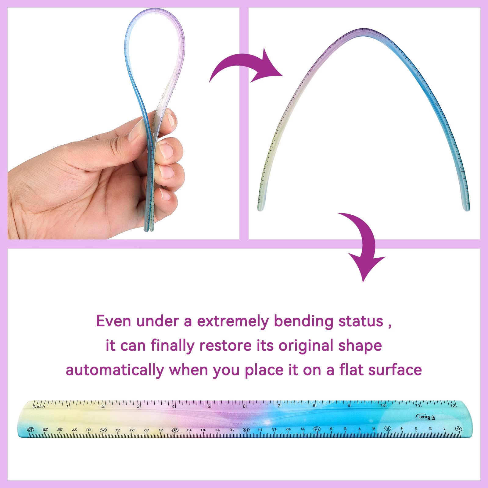 Snapklik.com : 2 PCS Flexible Ruler 30CM/12inch Dual Scale Bendable ...