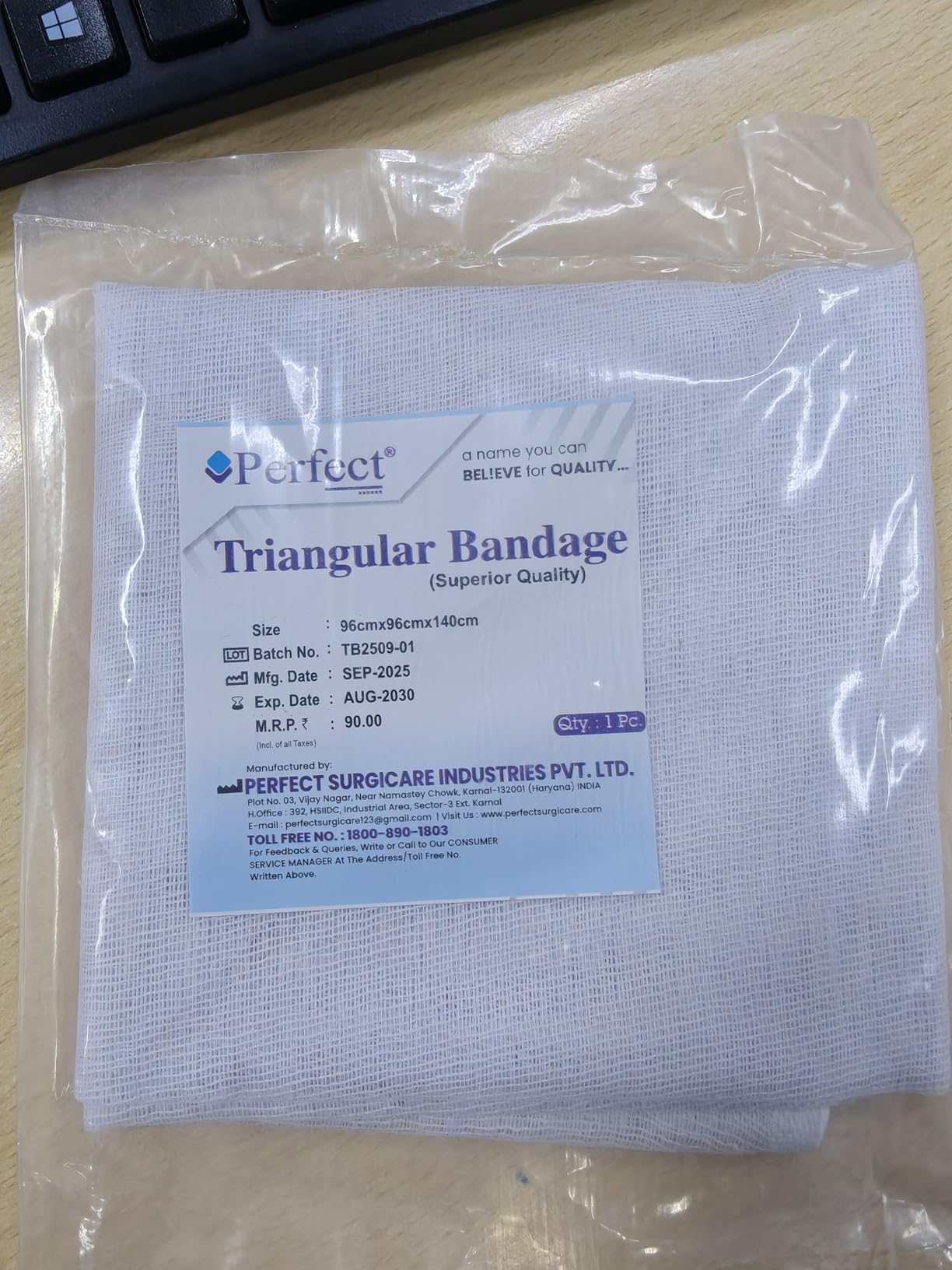 Rossify Triangular Bandage 96x96x136cm | First Aid Cotton Bandage for ...