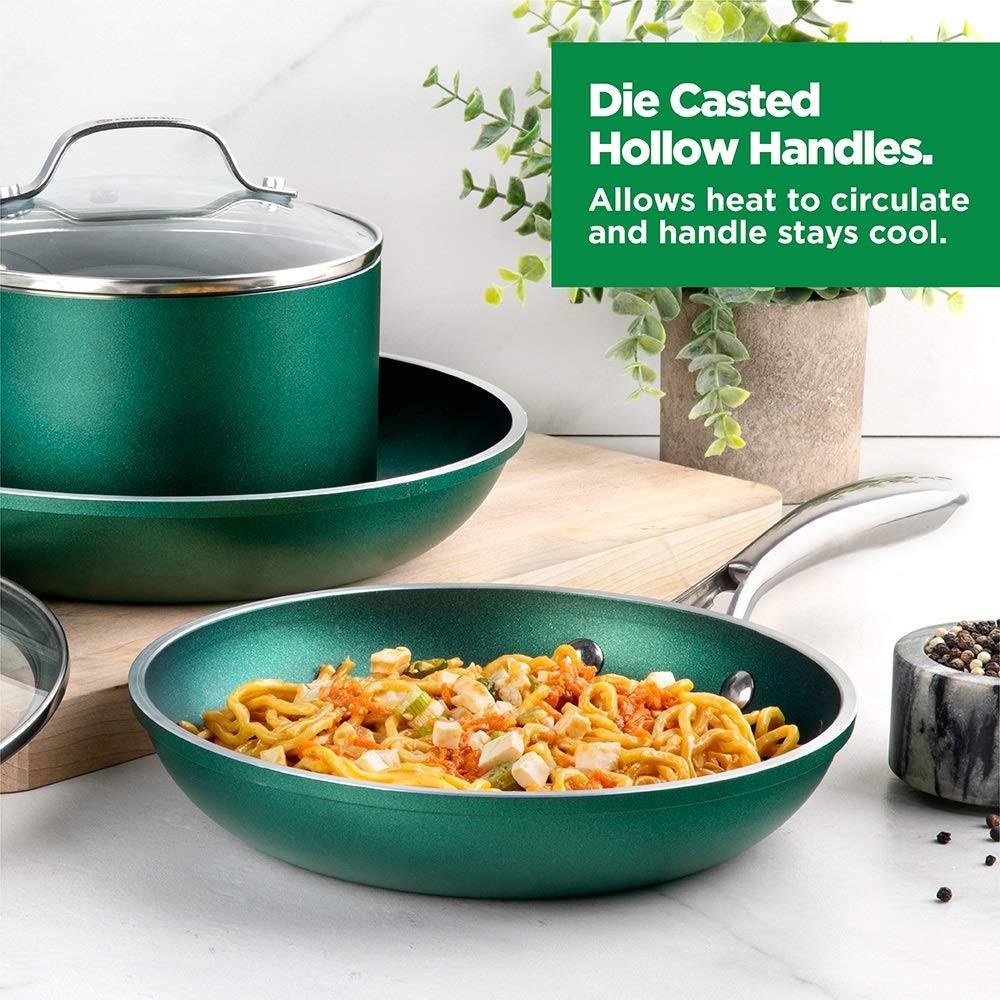 Granitestone Diamond Granite Stone Classic Emerald Pots and Pans Set ...