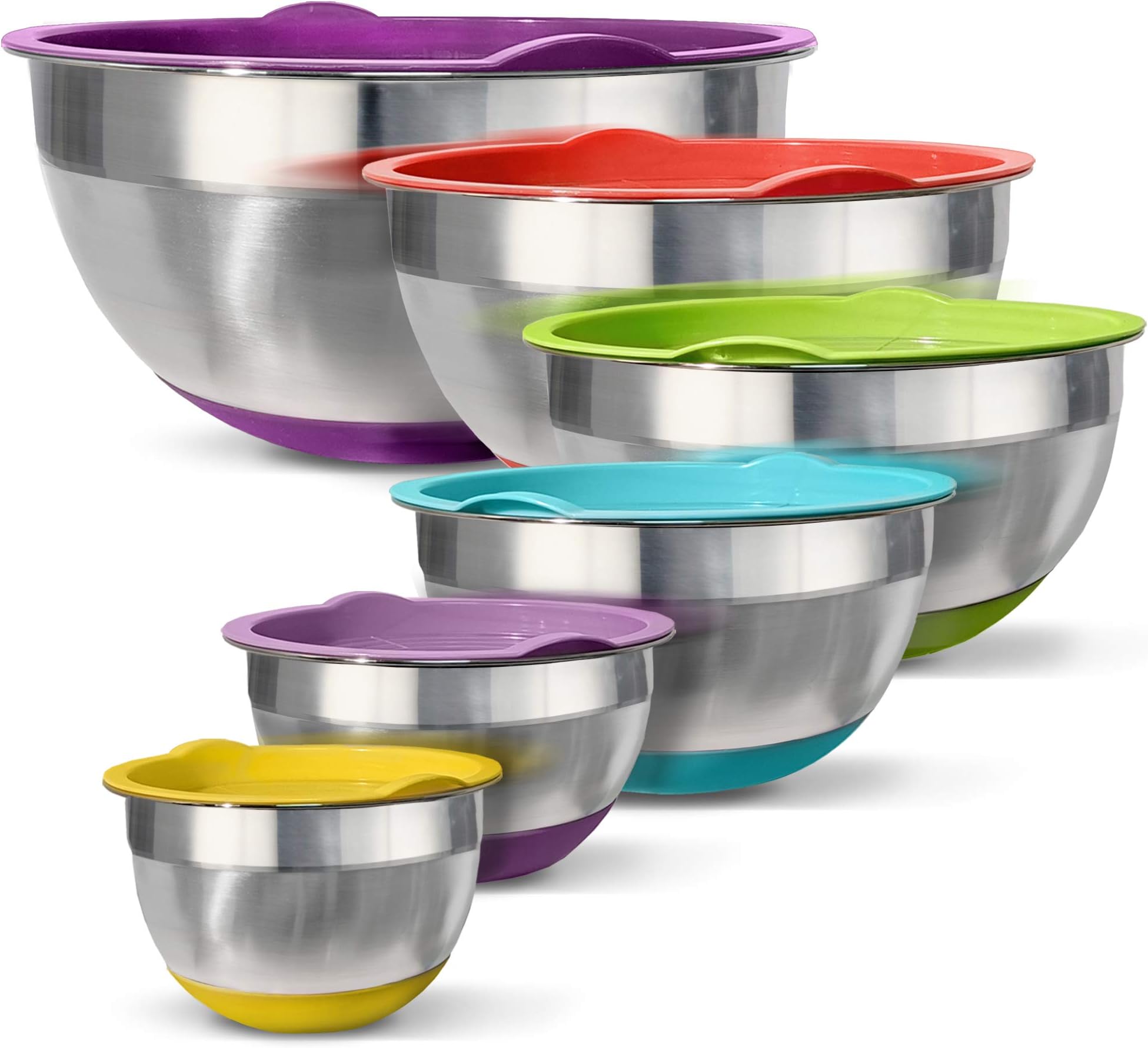 Amazon.com: HOMEARRAY Stainless Steel Mixing Bowls Set (Set of 6 ...
