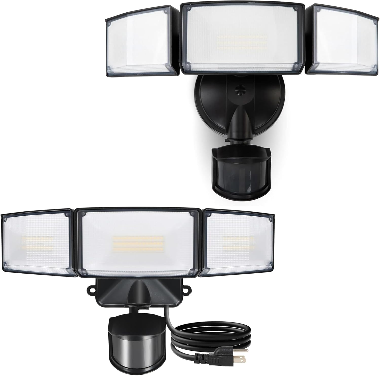 LUTEC 3 Heads Motion Sensor Light Outdoor & Plug in Flood Light Outdoor ...