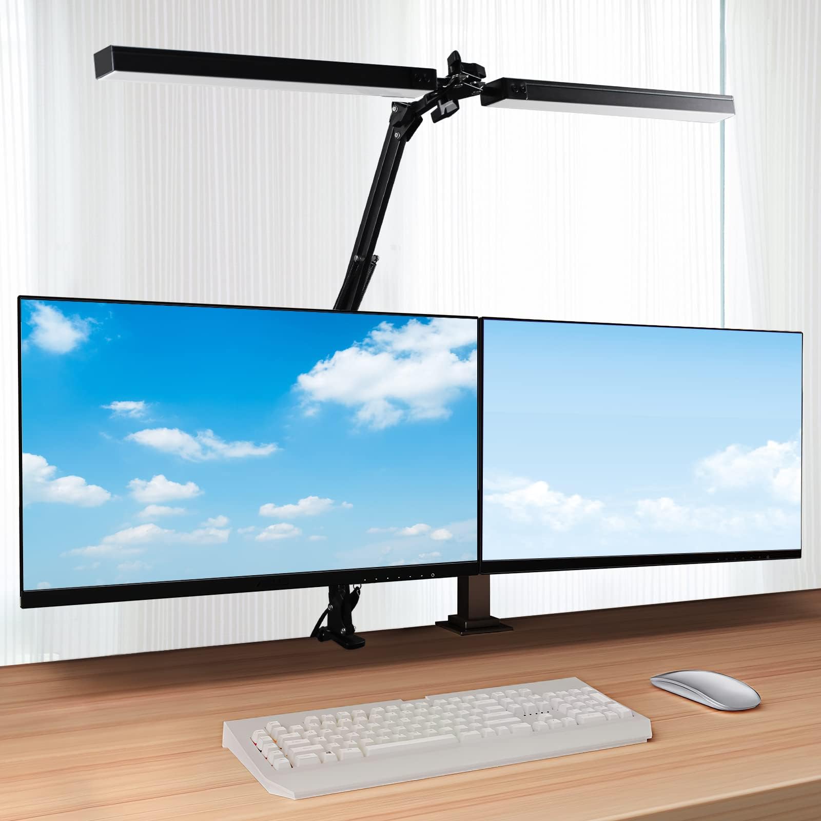 LED Desk Lamp, Adjustable Swing Arm Lamp with Clamp, Eye-Caring Reading ...