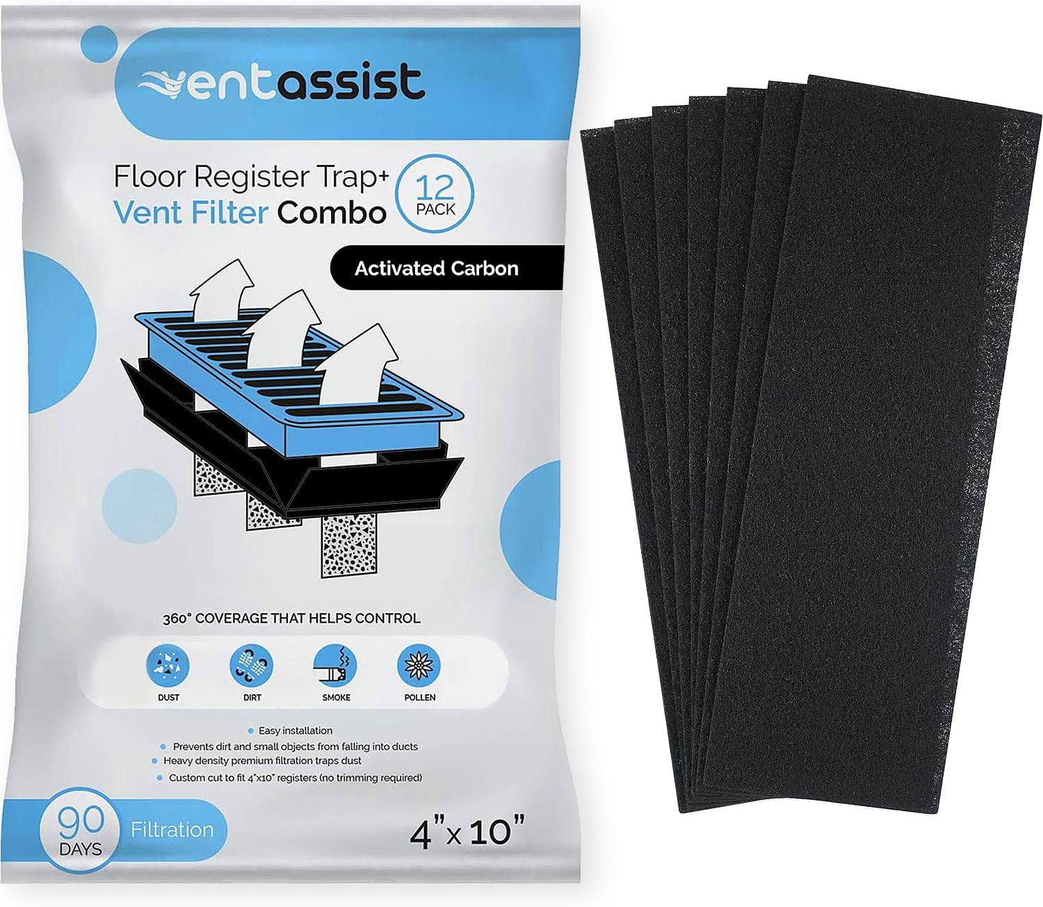 CFS – Pack of 12, Activated Carbon Filters for Floor Vent Heat Register ...