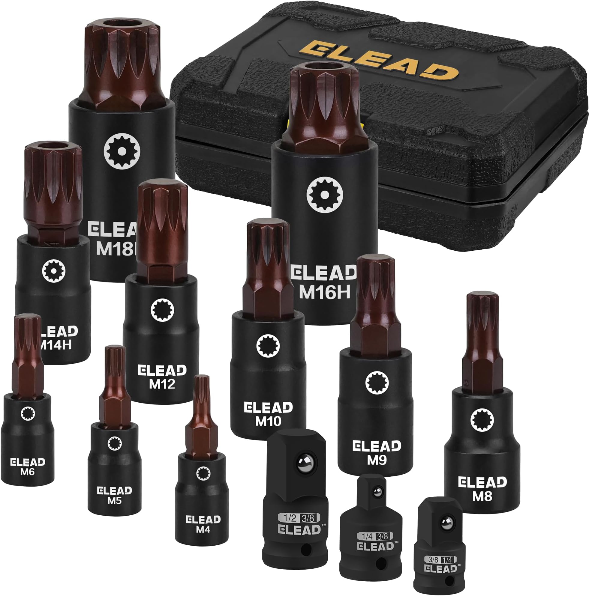 13-Piece XZN Triple Square Spline Bit Impact Socket Set - Premium S2 ...