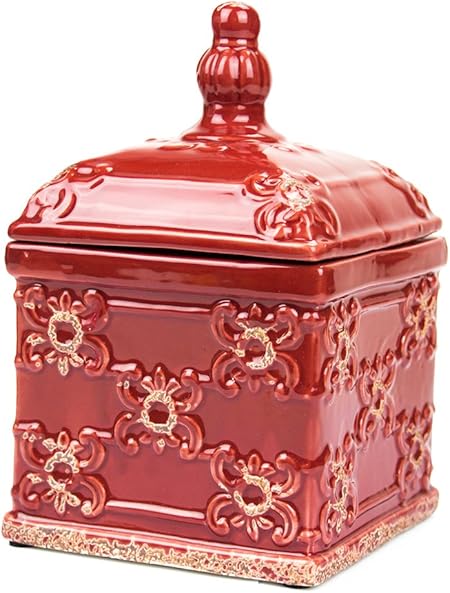 Amazon.com: Large Square Decorative Ceramic Cookie Jar (Red Color ...
