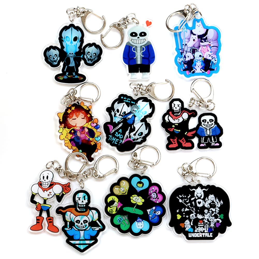 Zuhecon 10 PCS Anime characters Sans Keychain Cute Anime Cartoon ...