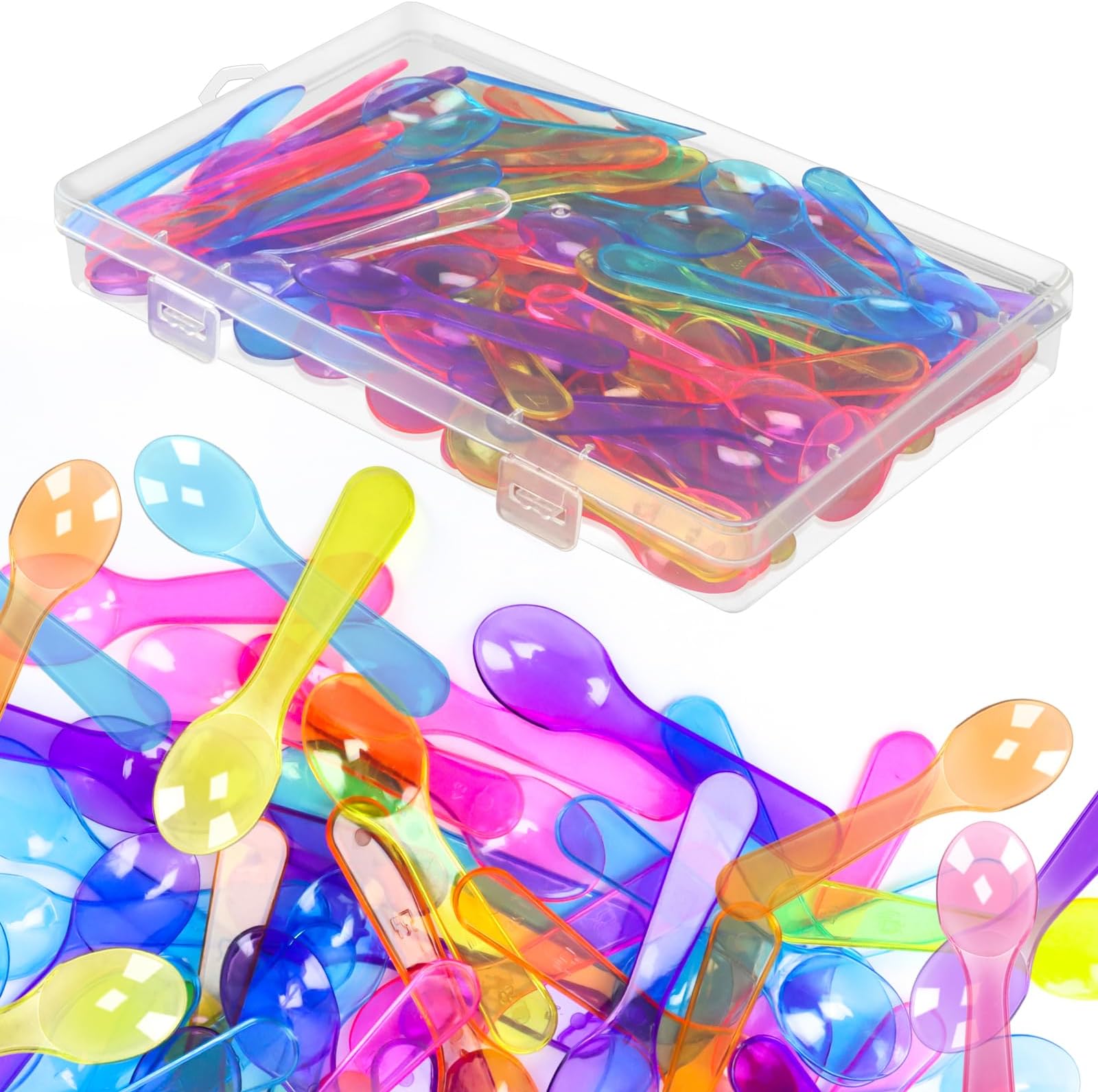 Amazon.com: CZWESTC 100 Pcs Colored Taster Spoons with Clear Storage ...