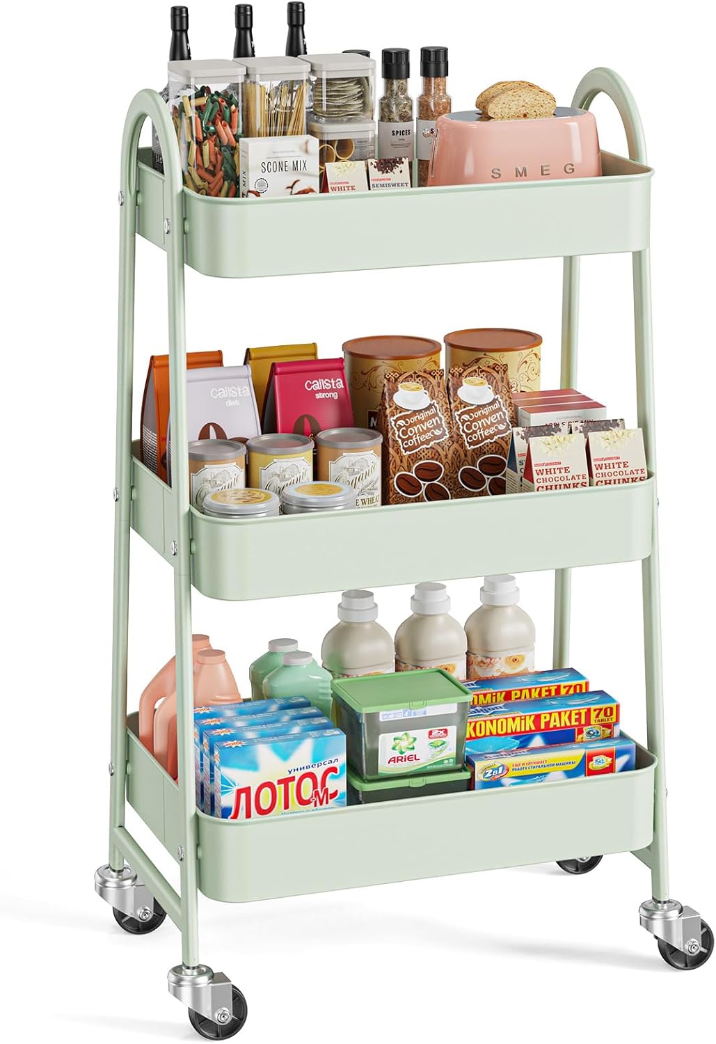 Amazon.com: Sweetcrispy 3 Tier Metal Storage Utility Cart with Wheels ...