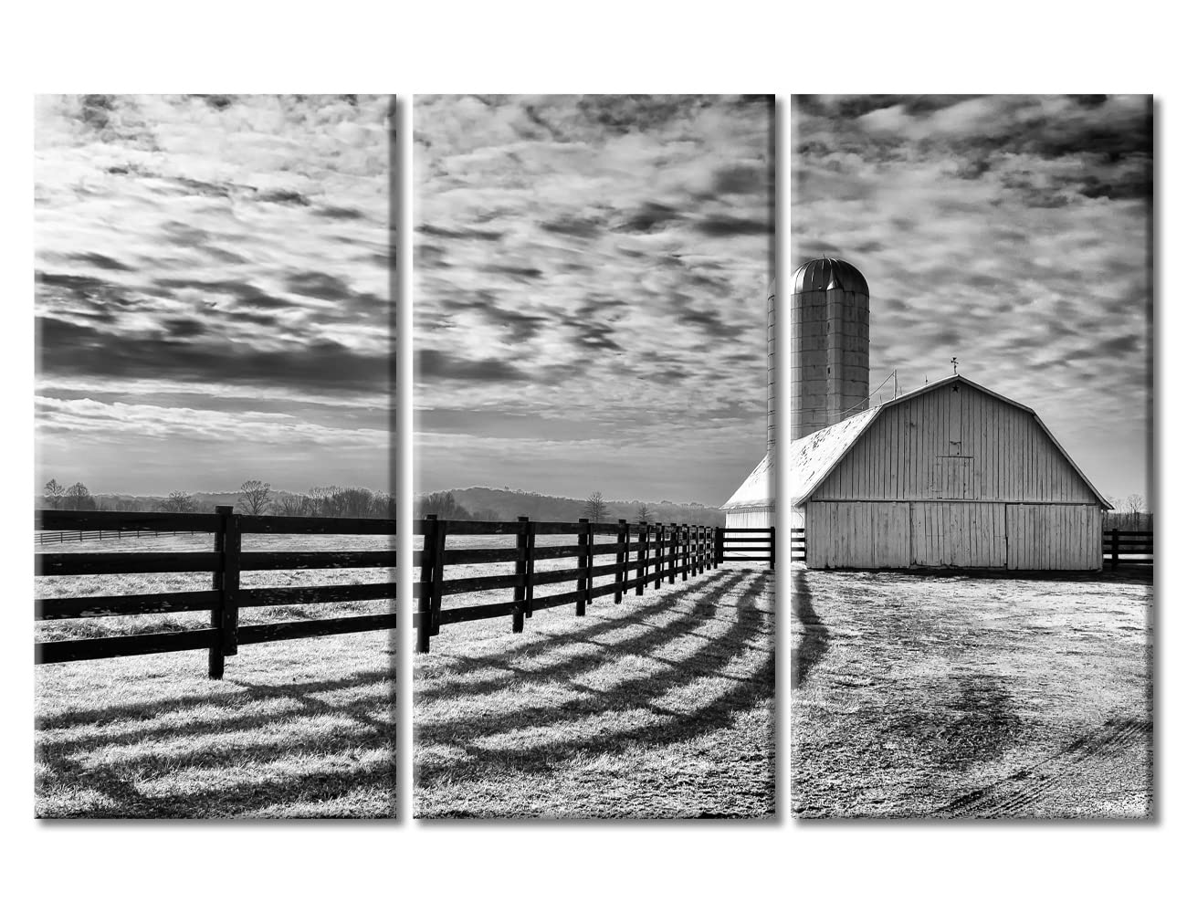 Amazon.com: TUMOVO Farmhouse Old Barn Wall Art Black and White Art ...