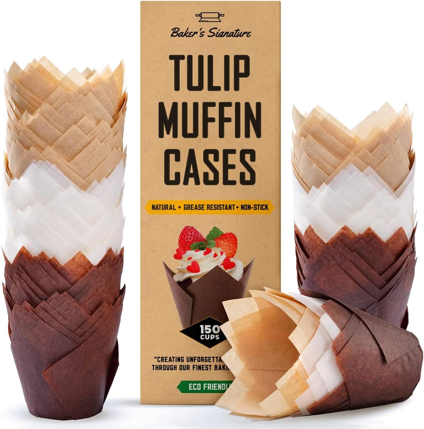 BakeryDirect 200 Large chocolate brown tulip muffin wraps cases ...