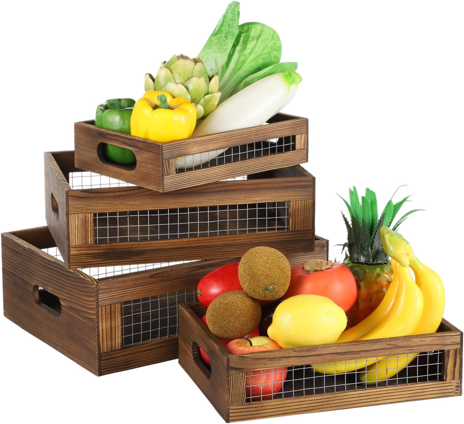 Amazon.com: Hyuetrsa Rustic Countertop Nesting Basket with Handle ...