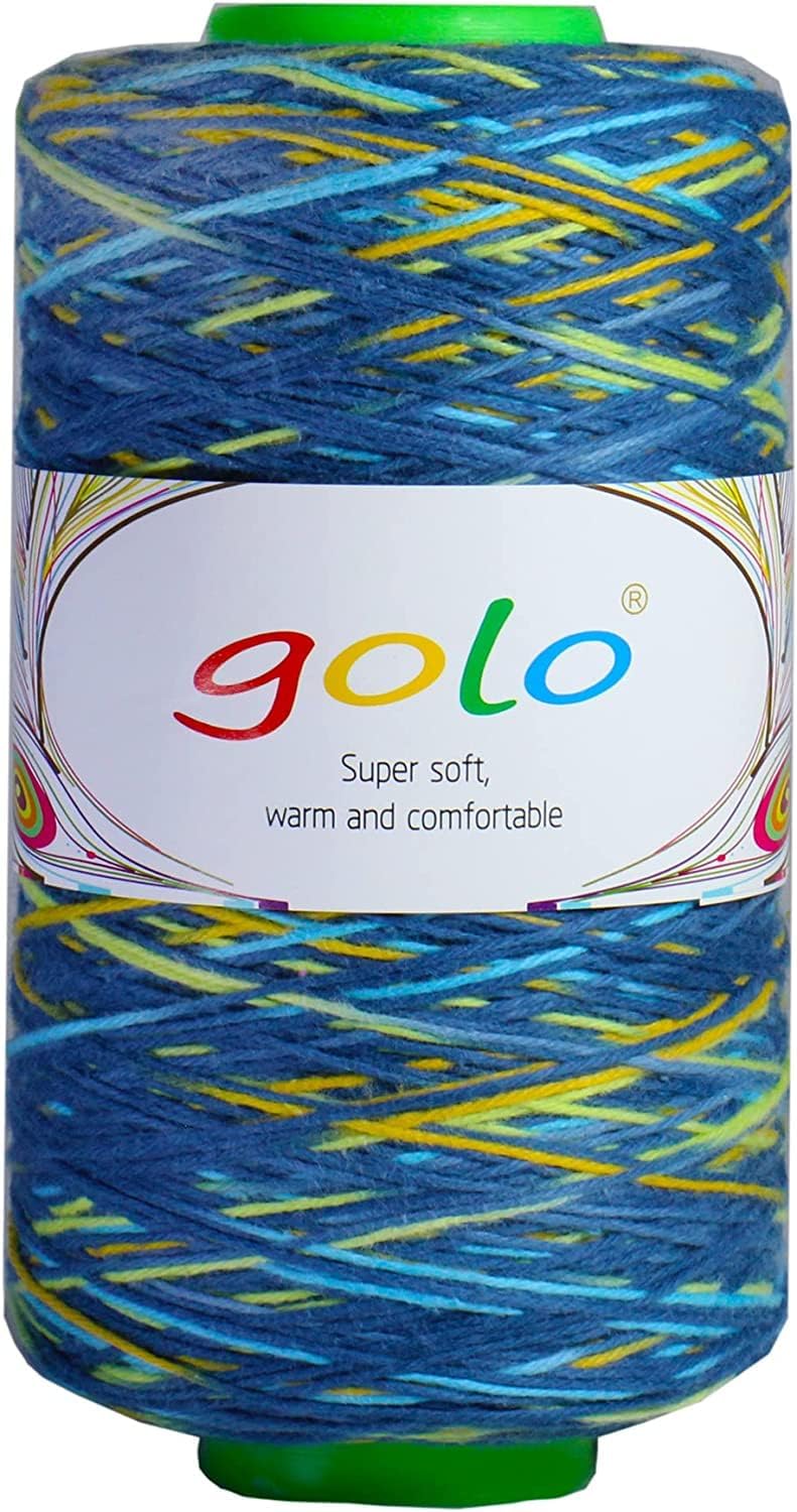 Amazon.com: golo Crochet Yarn Cotton 6/4 Cotton Cone Yarn (Denim Blue ...